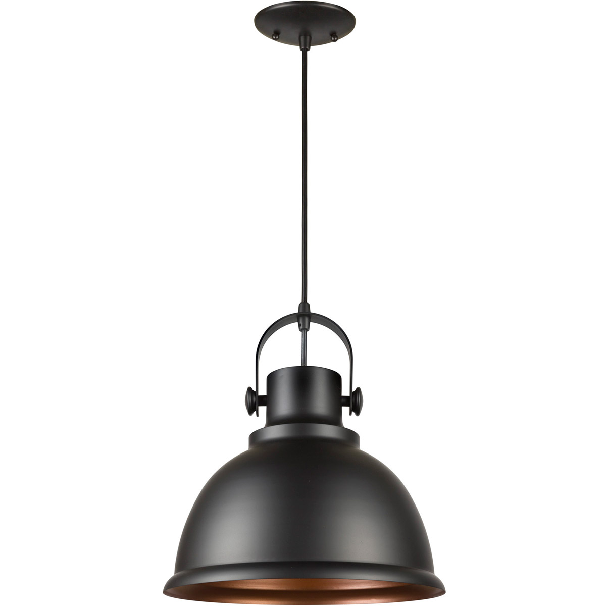 Forte Lighting 7110-01-04 Harmon 1 Light 12 inch Black Cord-Hung Metal ...