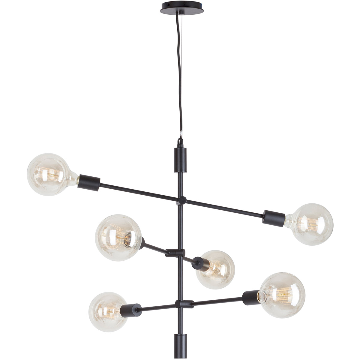 Forte Lighting 7117-06-04 Baton 6 Light 24 inch Black Chandelier ...